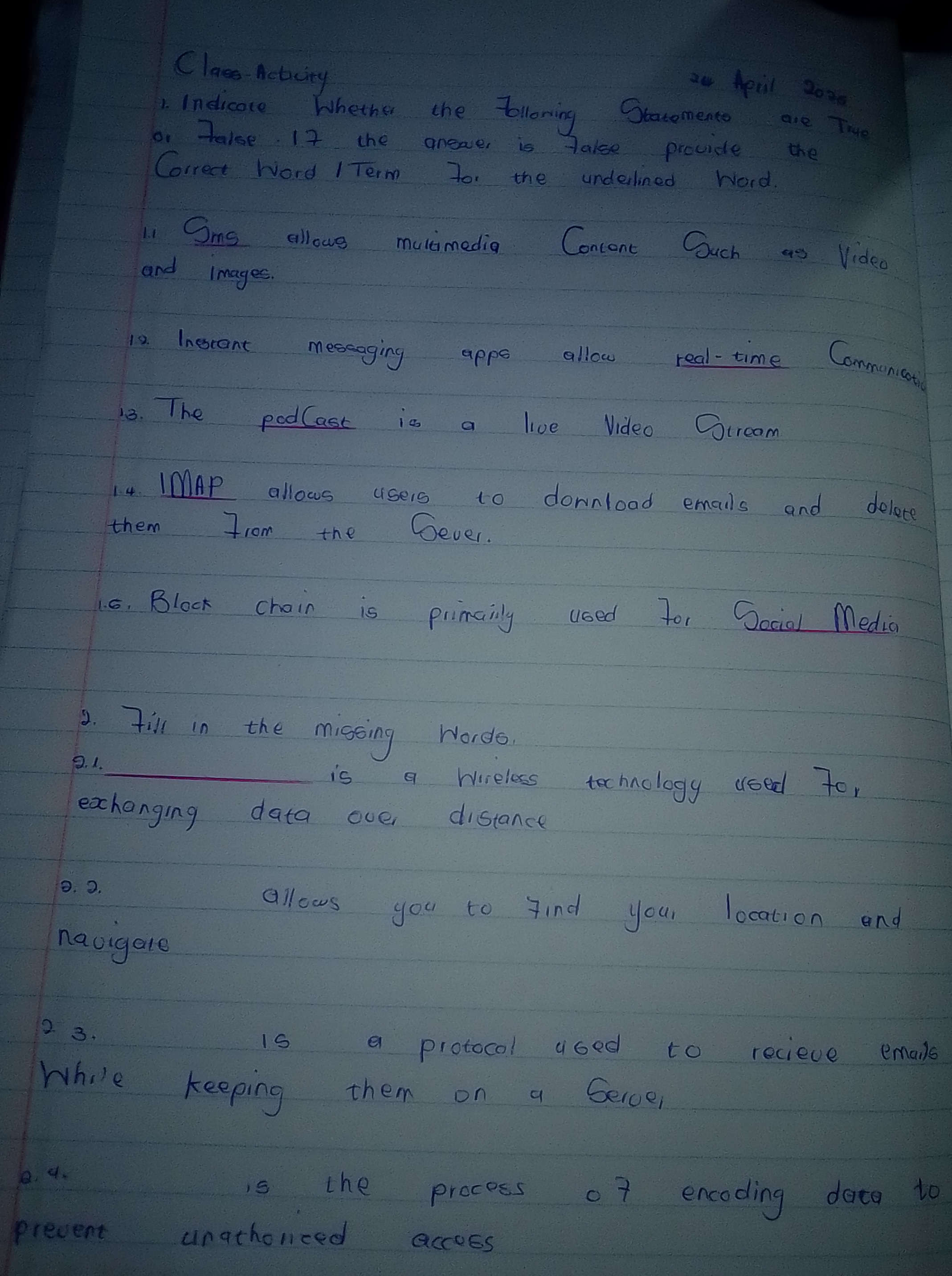 1. Indicate whether the following | StudyX