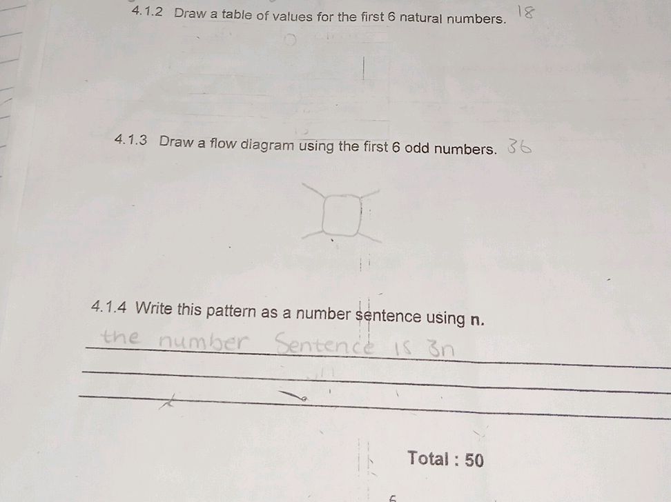 4.1.2 Draw a table of values for the first 6 | StudyX