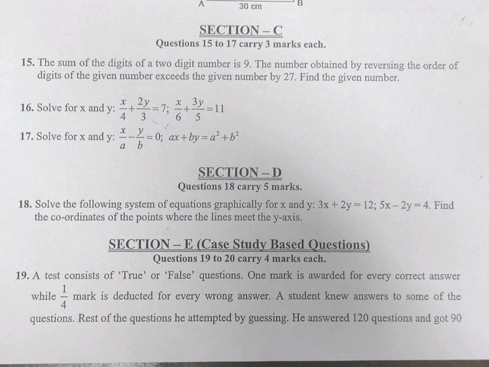 15. The sum of the digits of a two digit | StudyX