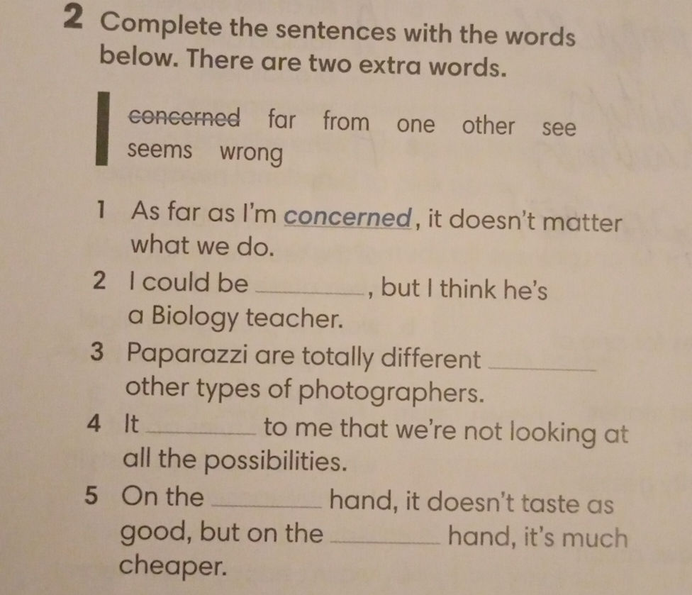 2 Complete the sentences with the words | StudyX