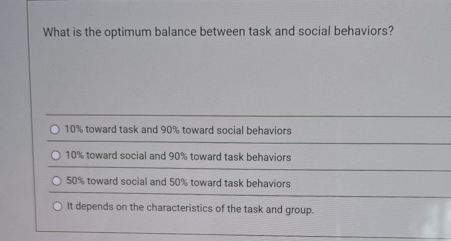 What is the optimum balance between task and | StudyX