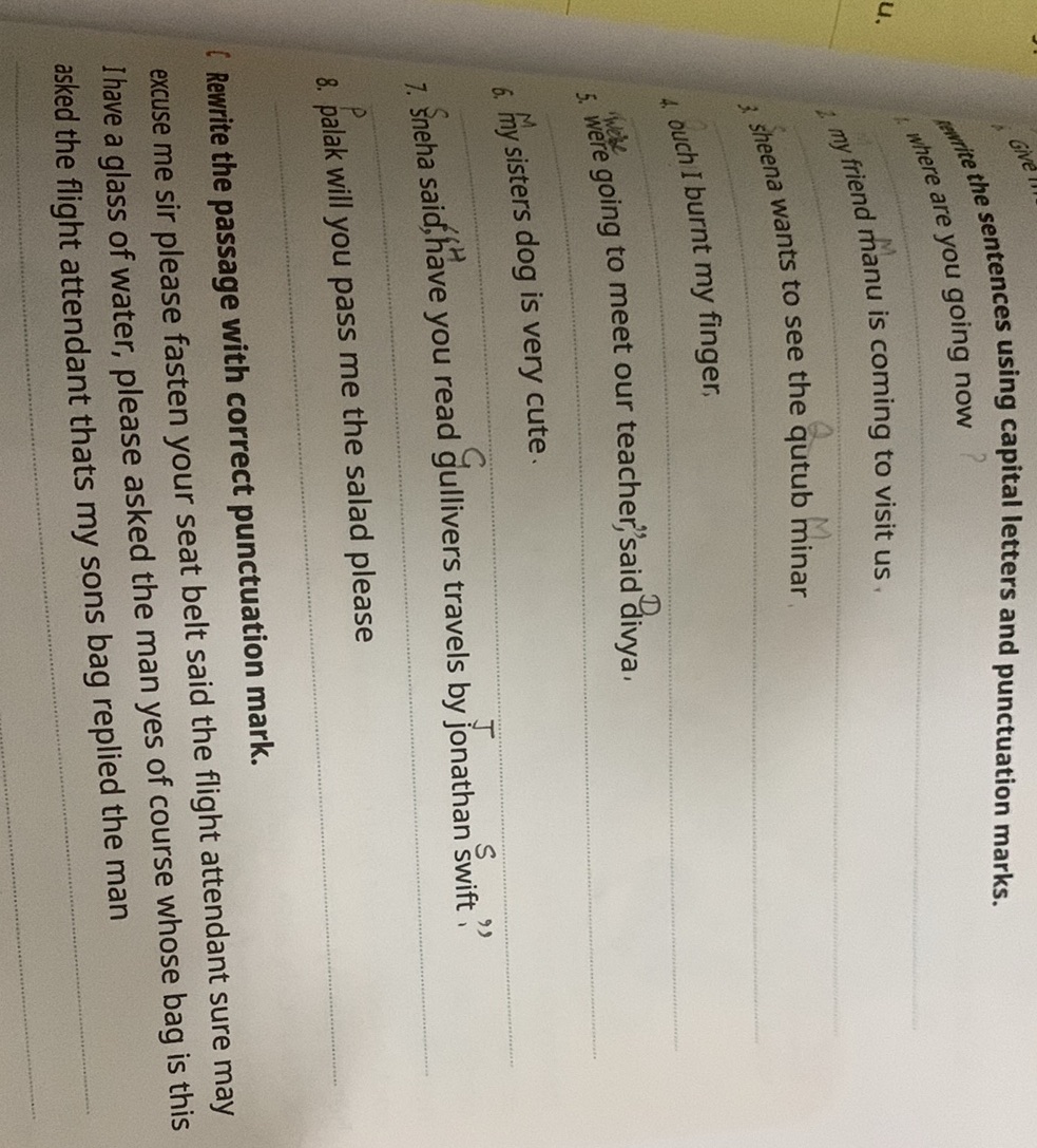 Rewrite the sentences using capital letters | StudyX