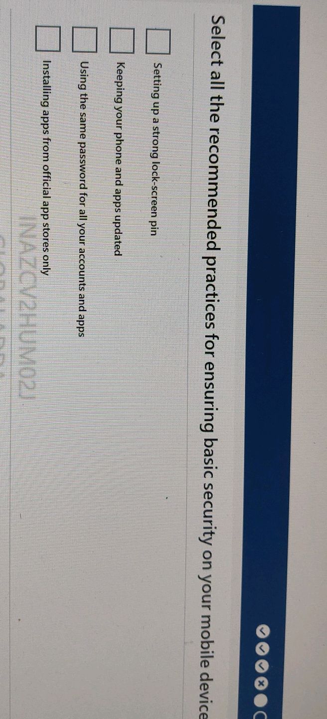 Select all the recommended practices for | StudyX