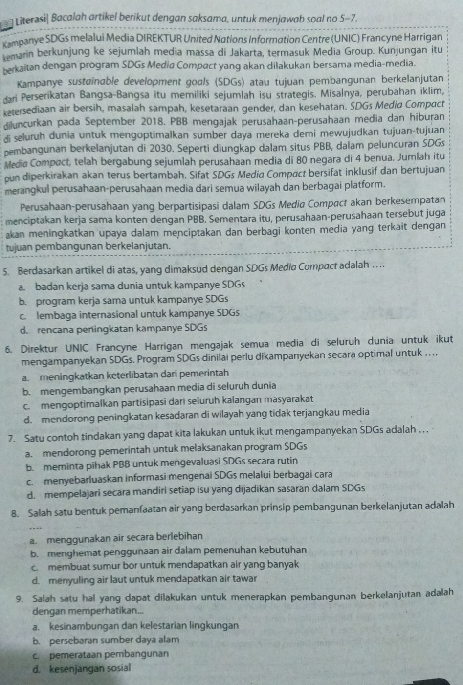 5. Berdasarkan artikel di atas, yang | StudyX
