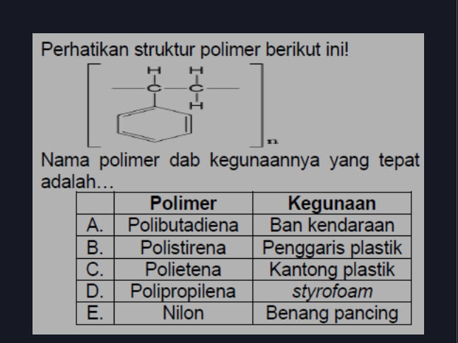 Perhatikan struktur polimer berikut ini! $ | StudyX