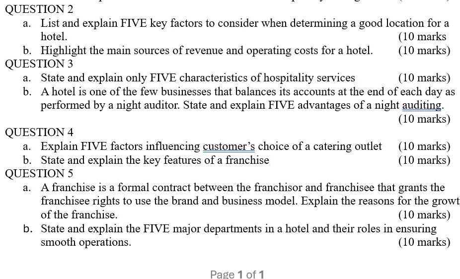 QUESTION 2 a. List and explain FIVE key | StudyX