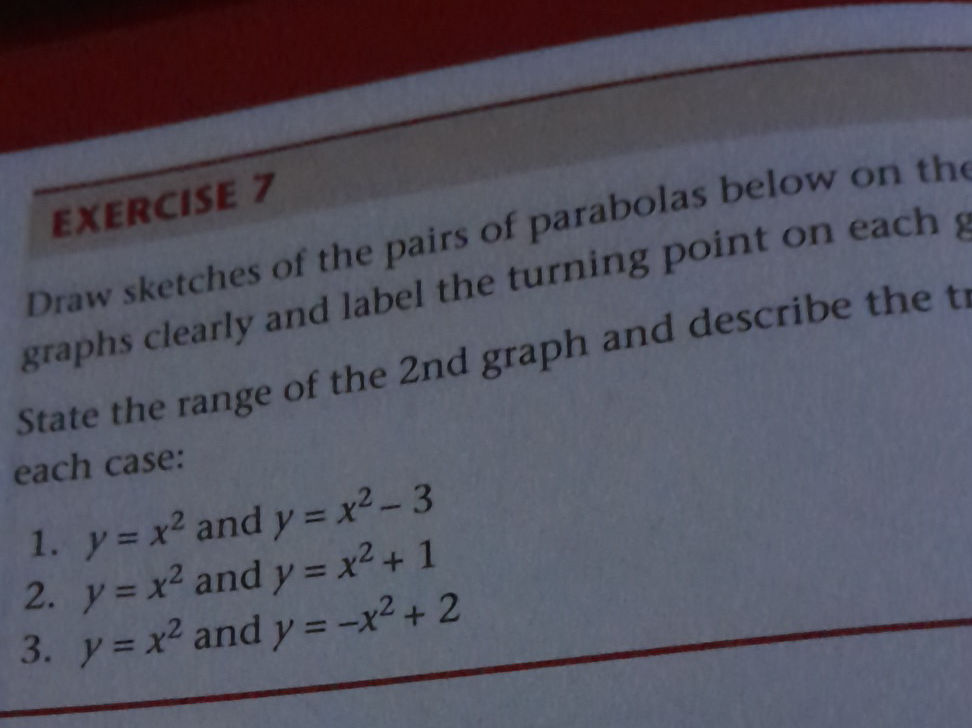 Draw sketches of the pairs of parabolas | StudyX