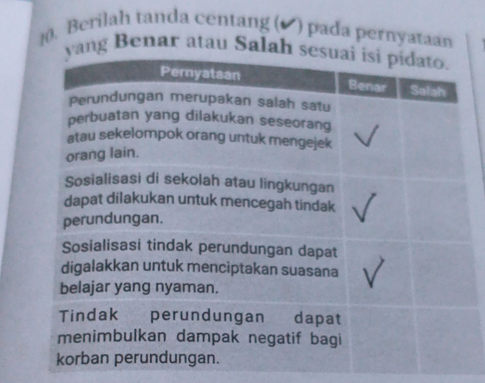 Berilah tanda centang ( ) pada pernyataan | StudyX