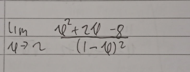 Calculate the limit of (u^2 + 2u - 8) / | StudyX