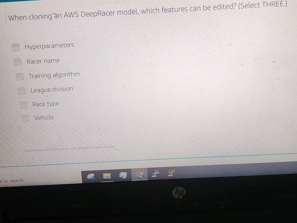 When cloning an AWS DeepRacer model, which | StudyX