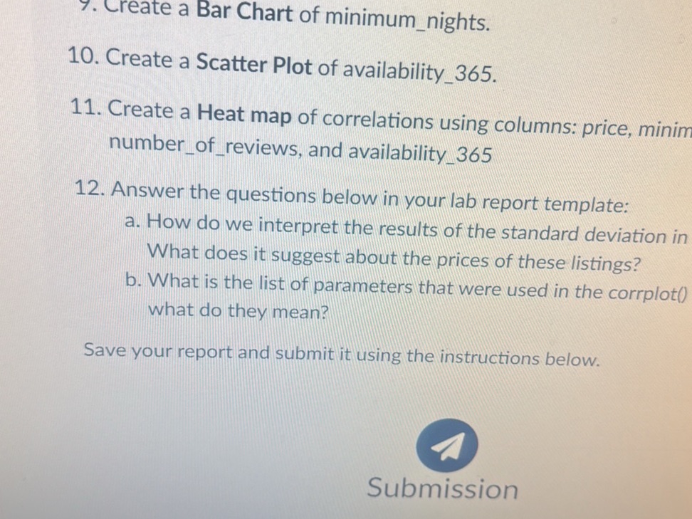 9. Create a Bar Chart of minimum_nights. | StudyX