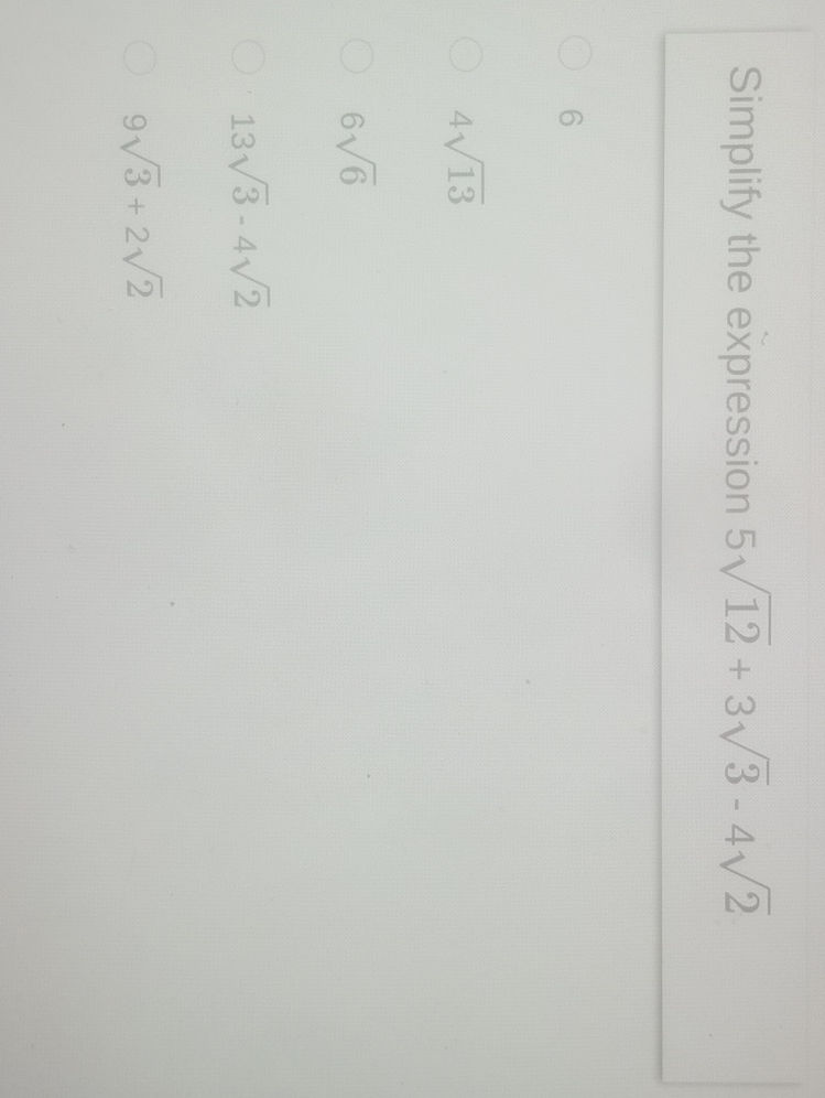 Simplify the expression $5 {12} + 3 {3} - 4 | StudyX