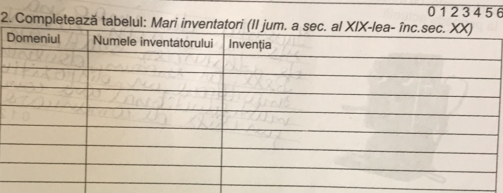 2. Completează tabelul: Mari inventatori (II | StudyX