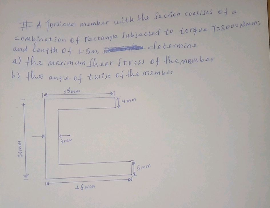 # A Torsional member with the Section | StudyX
