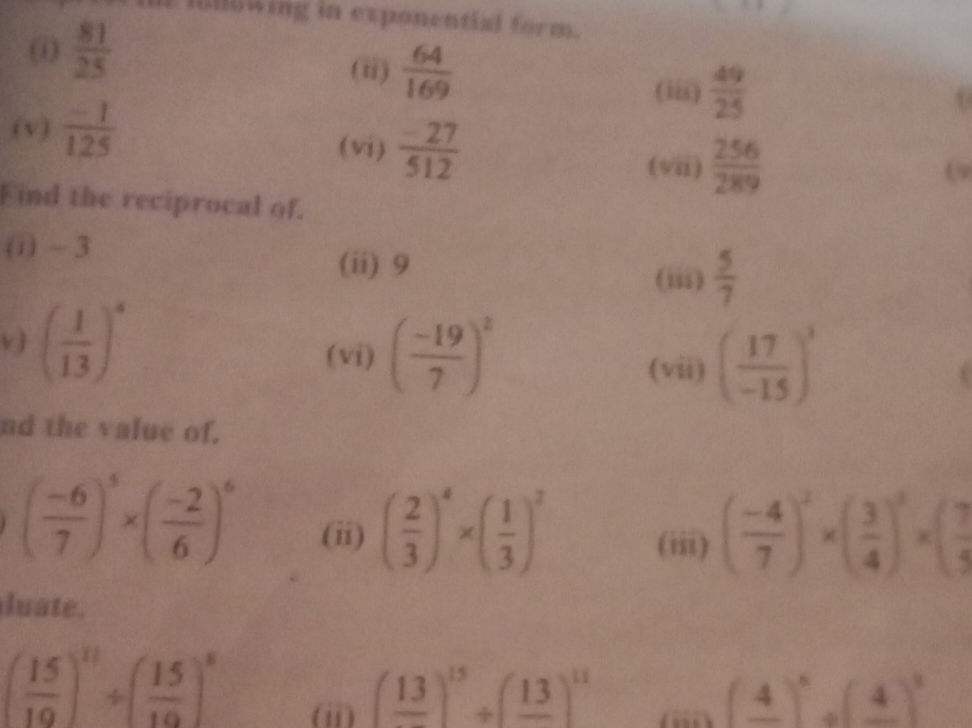 Express the following in exponential form. | StudyX