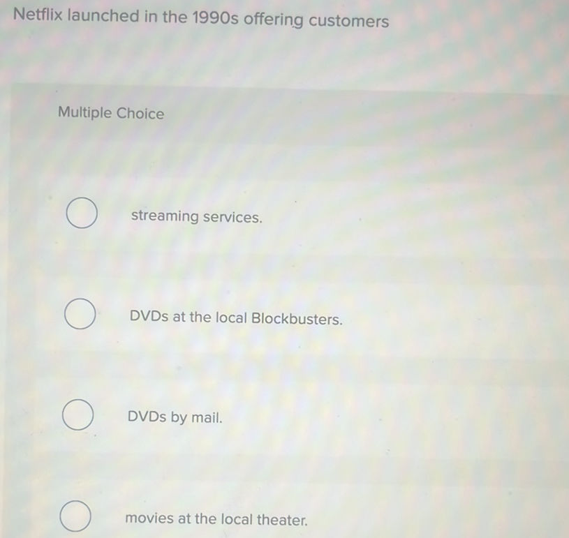 Netflix launched in the 1990s offering | StudyX