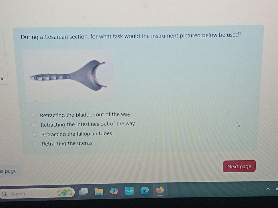 During a Cesarean section, for what task | StudyX