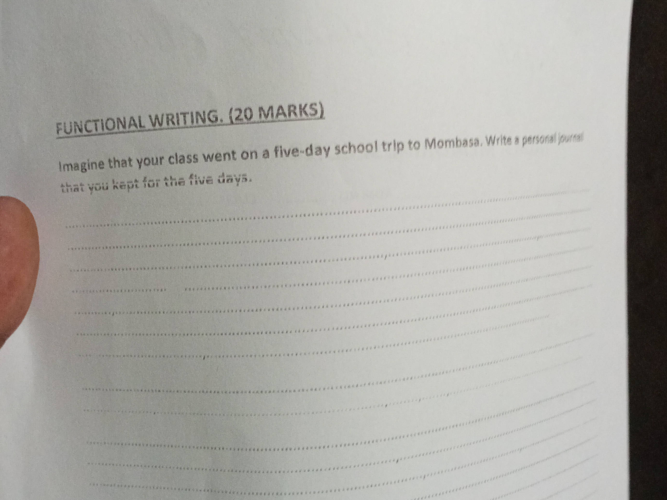 FUNCTIONAL WRITING. (20 MARKS) Imagine that | StudyX