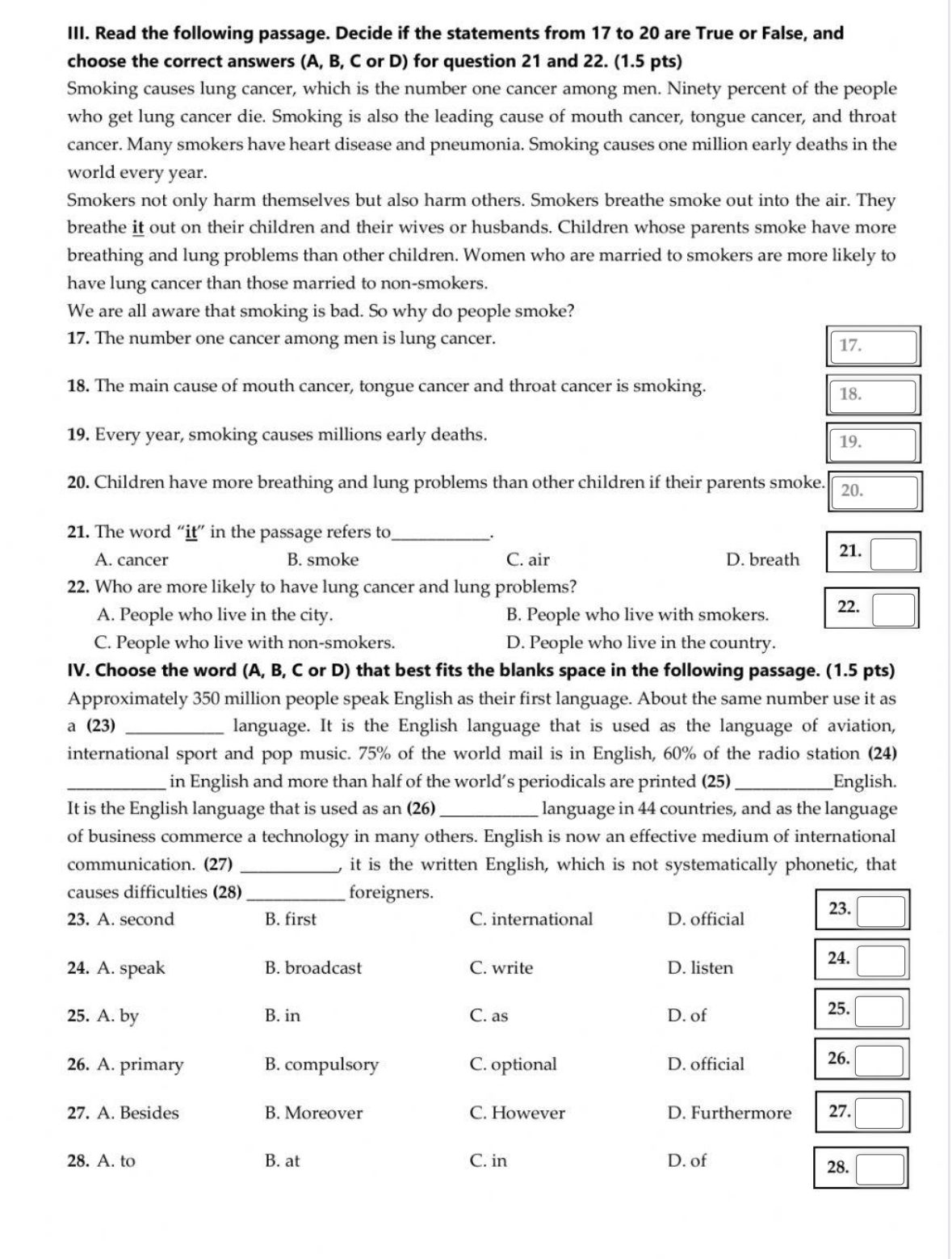 III. Read the following passage. Decide if | StudyX