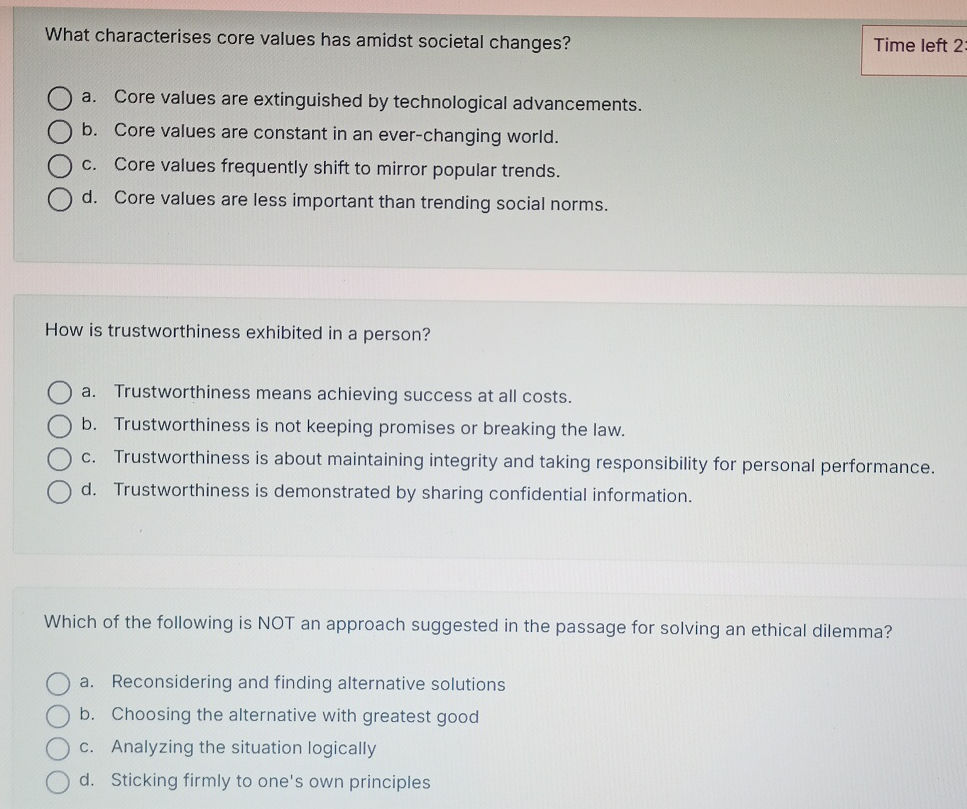 What characterises core values has amidst | StudyX