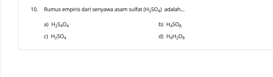 10. Rumus empiris dari senyawa asam sulfat | StudyX