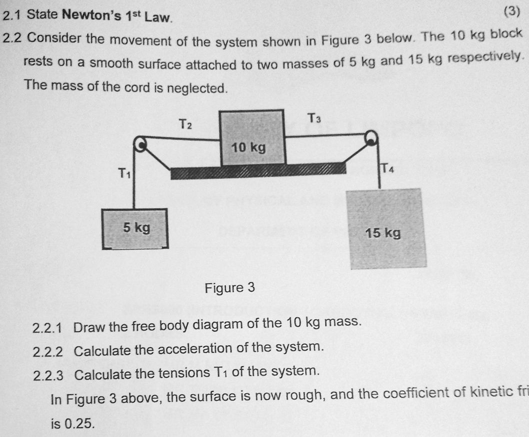 2.1 State Newton's 1st Law. 2.2 Consider | StudyX