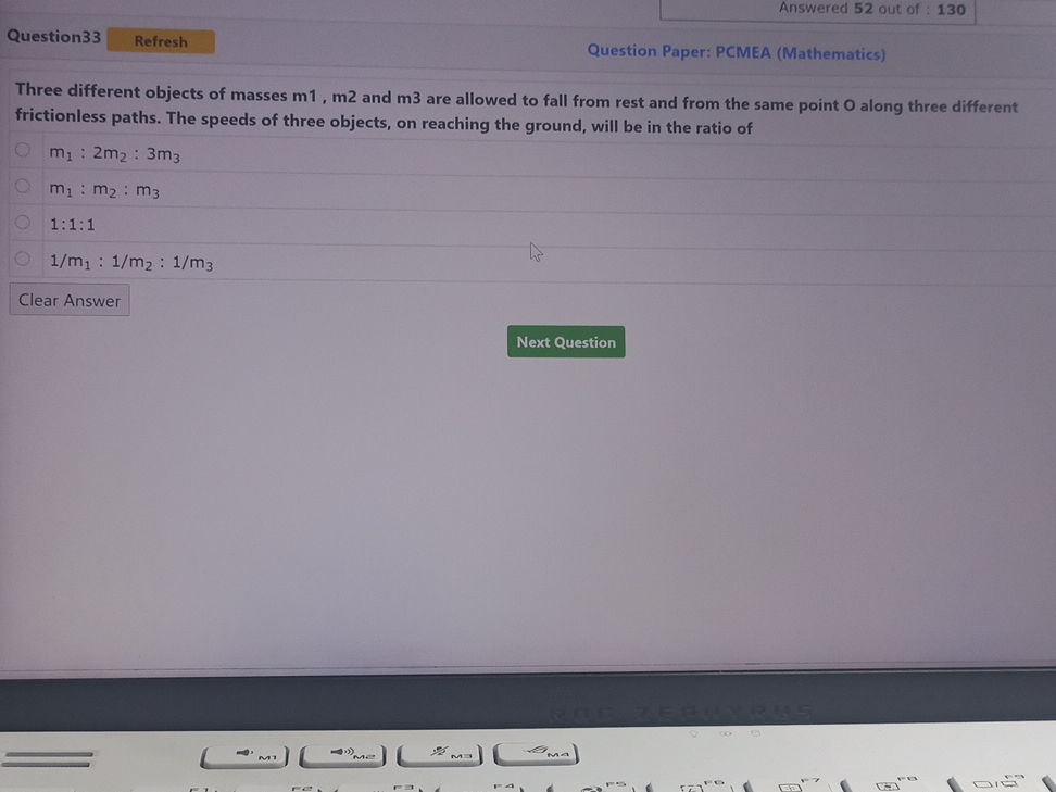 Three different objects of masses $m_1$, | StudyX