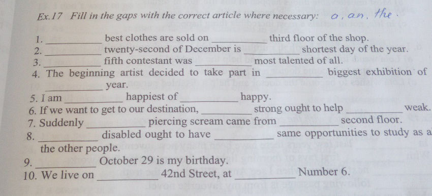 Ex.17 Fill in the gaps with the correct | StudyX