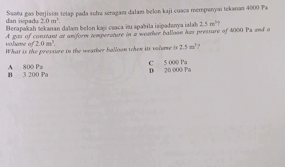 Suatu gas berjisim tetap pada suhu seragam | StudyX