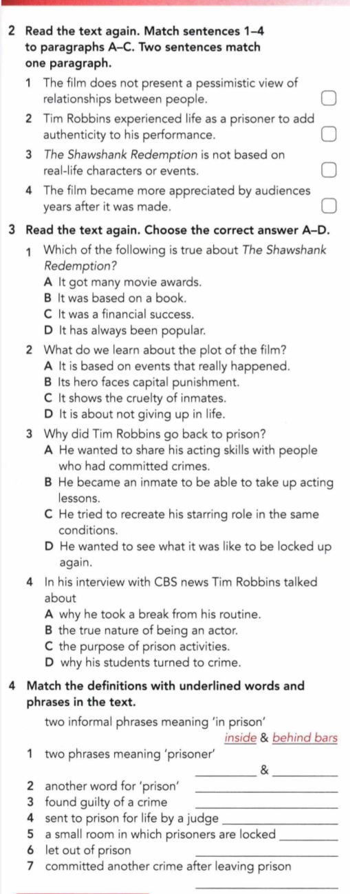 2 Read the text again. Match sentences 1-4 | StudyX