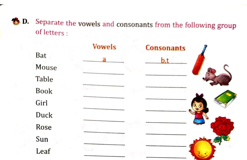 D. Separate the vowels and consonants from | StudyX