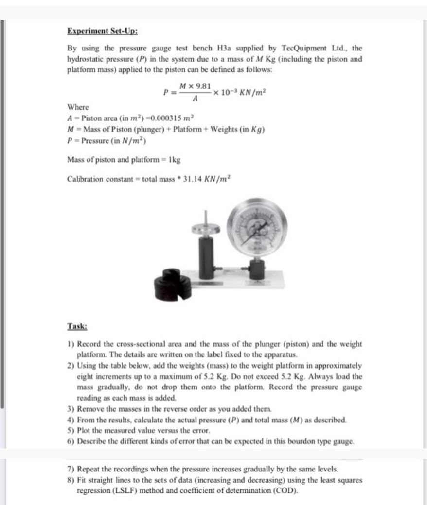 Experiment Set-Up: By using the pressure | StudyX