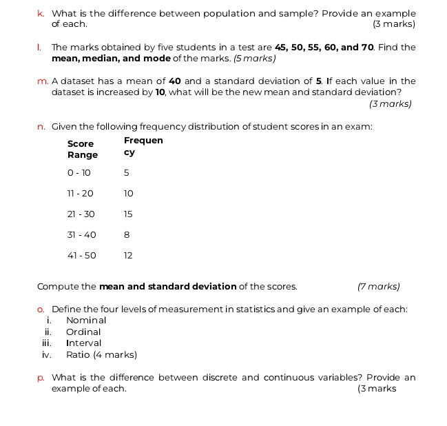 k. What is the difference between population | StudyX
