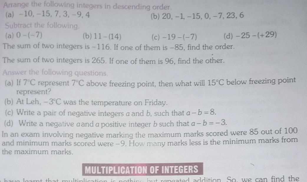Arrange the following integers in descending | StudyX