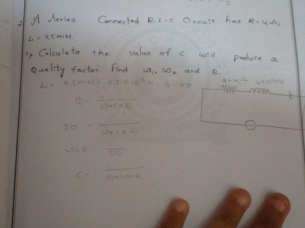 A Series Connected R-L-C Circuit has R=4Ω; | StudyX