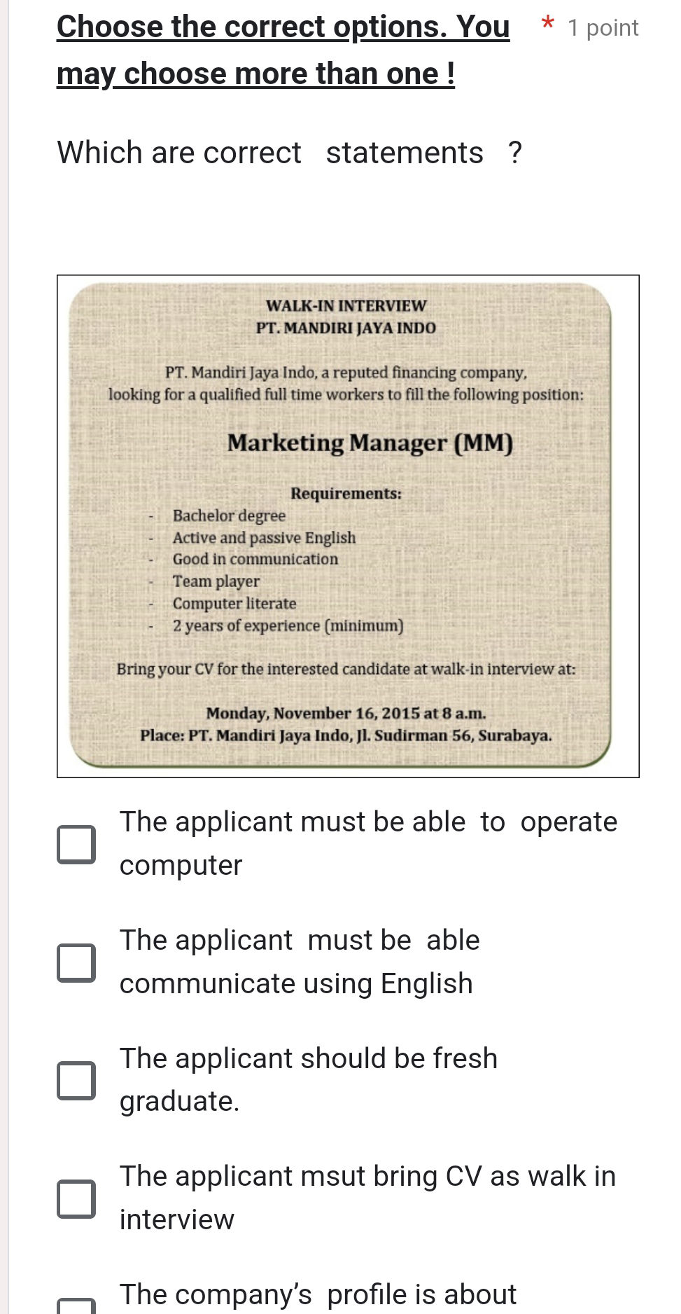 Choose the correct options. You may choose | StudyX