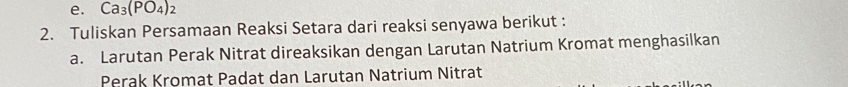 2. Tuliskan Persamaan Reaksi Setara dari | StudyX
