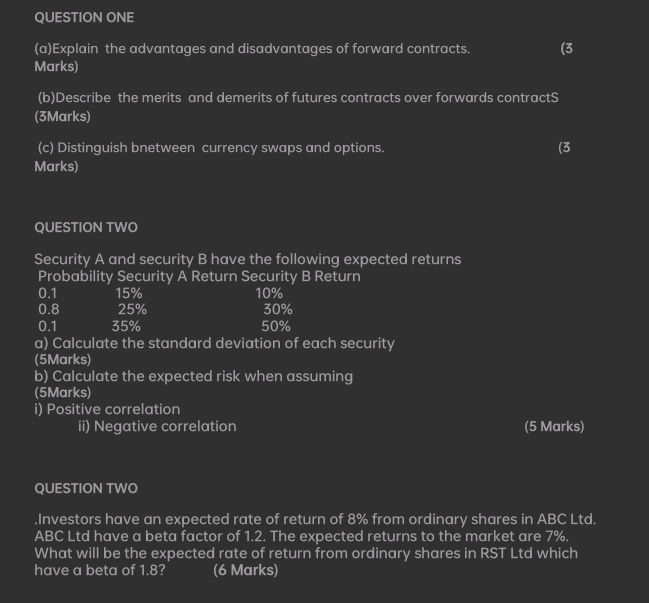 QUESTION ONE (a)Explain the advantages and | StudyX