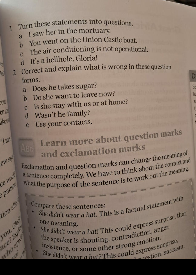 1 Turn these statements into questions. a I | StudyX