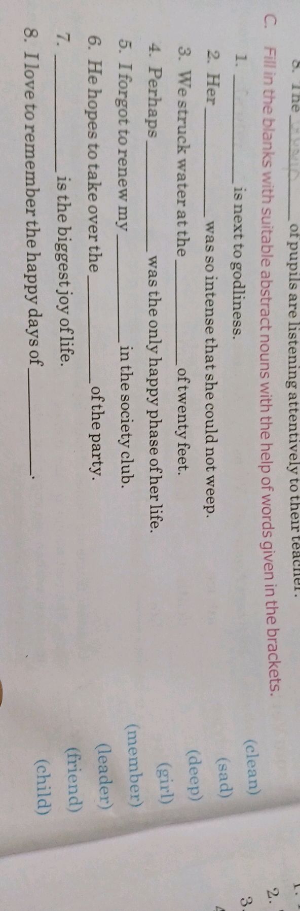 C. Fill in the blanks with suitable abstract | StudyX