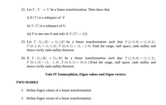 22. Let $T: U V$ be a linear | StudyX