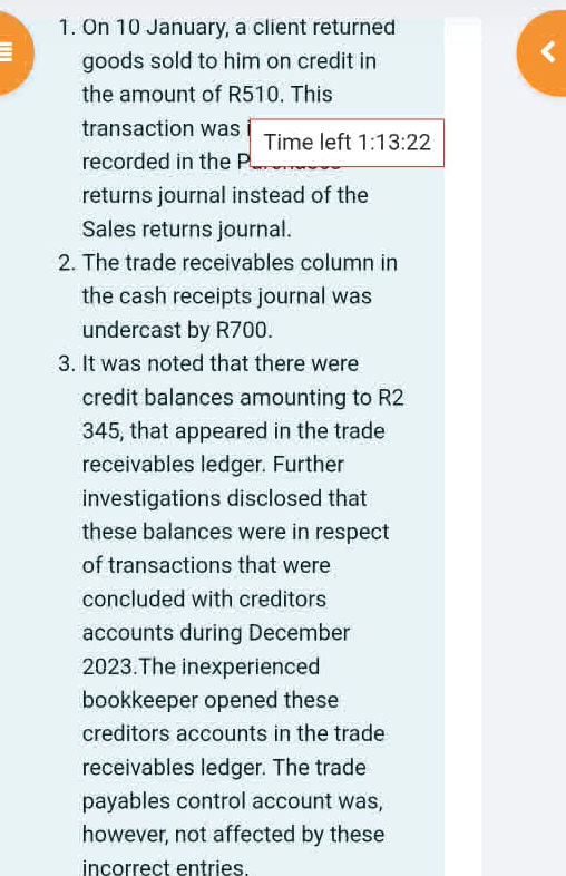 1. On 10 January, a client returned goods | StudyX