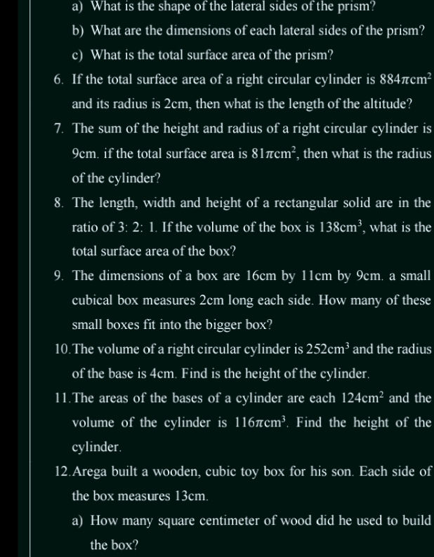 a) What is the shape of the lateral sides of | StudyX