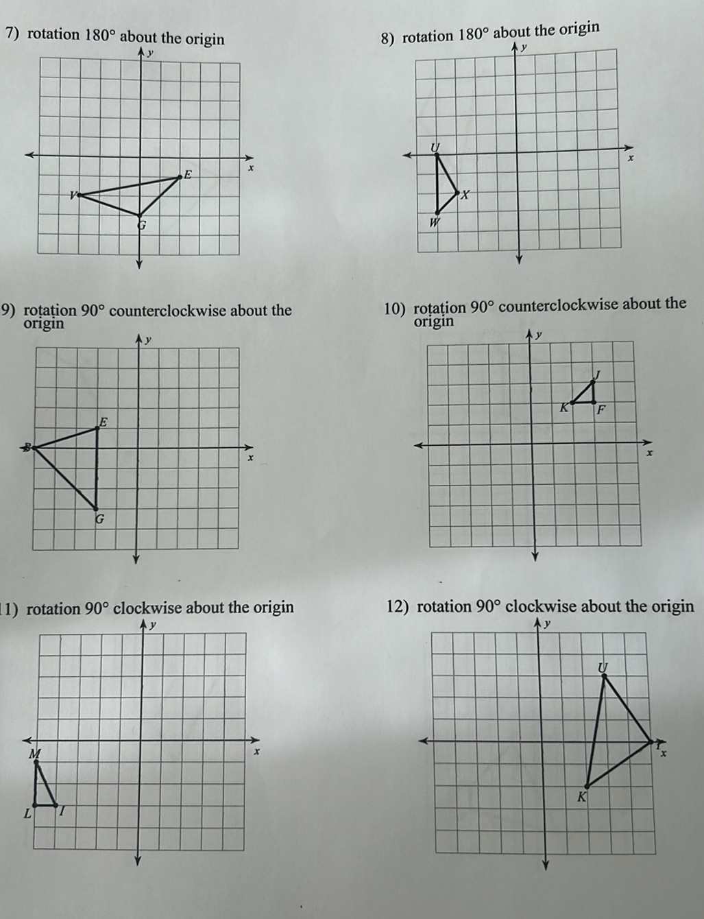 7) rotation 180° about the origin 8) | StudyX