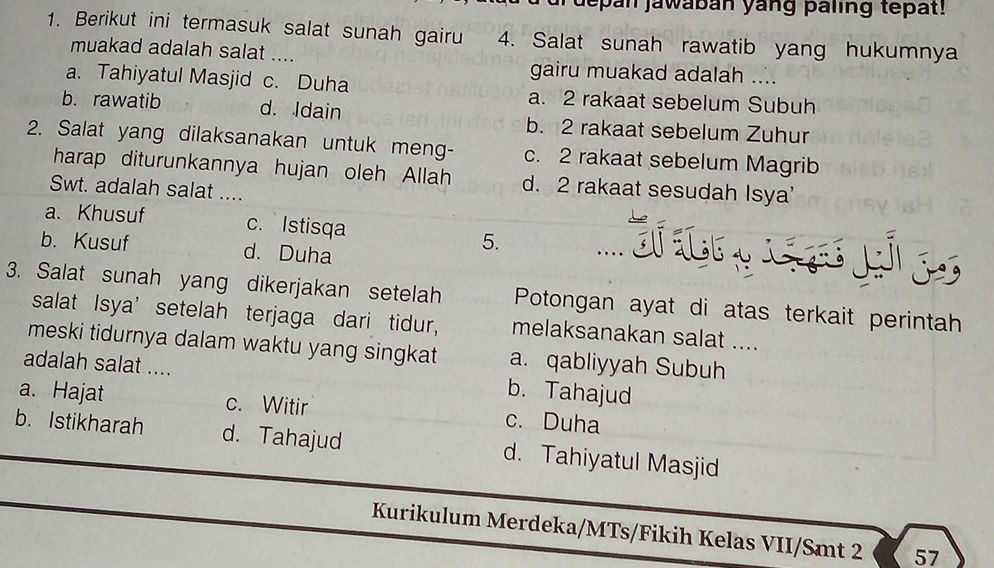 1. Berikut ini termasuk salat sunah gairu | StudyX