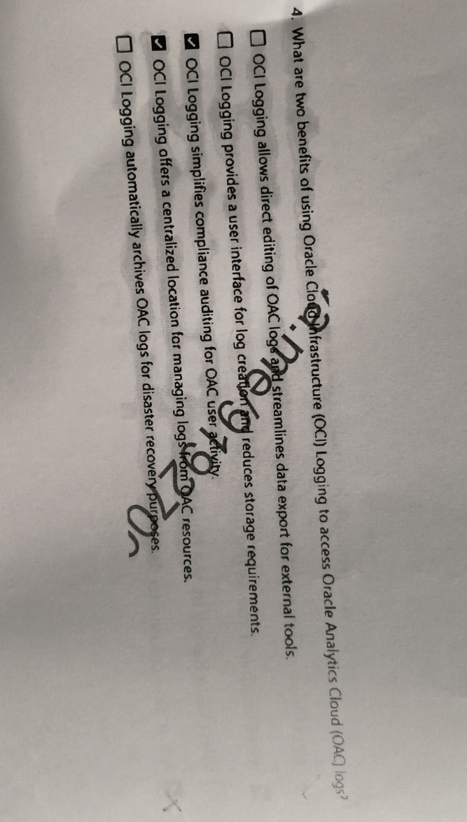 4. What are two benefits of using Oracle | StudyX