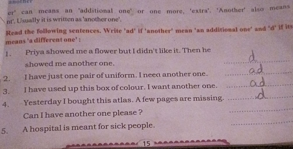 Read the following sentences. Write 'ad' if | StudyX