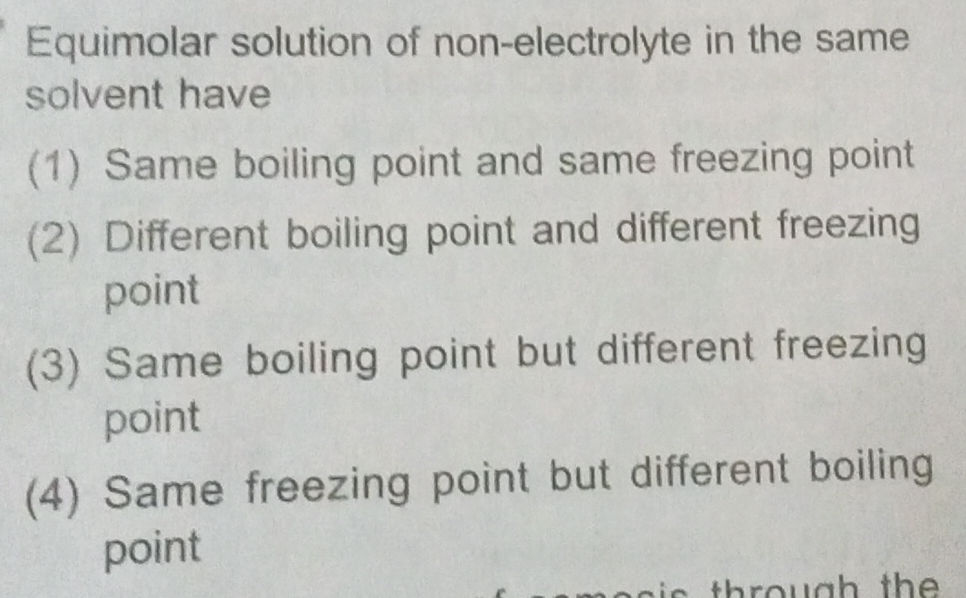 Equimolar solution of non-electrolyte in the | StudyX