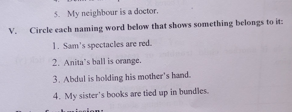 Circle each naming word below that shows | StudyX