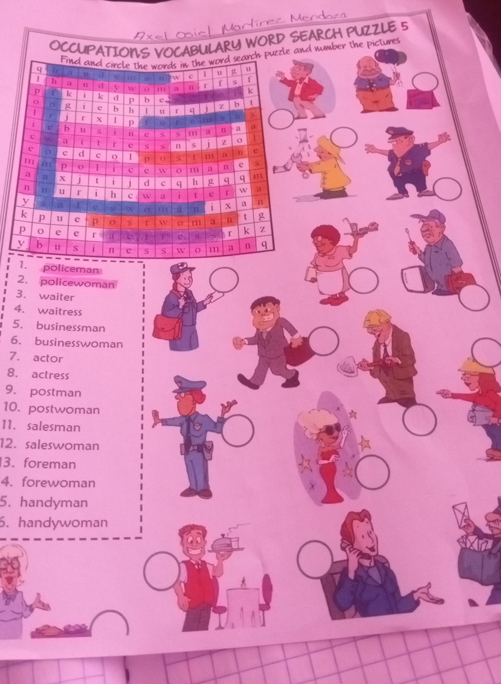 OCCUPATIONS VOCABULARY WORD SEARCH PUZZLE 5 | StudyX